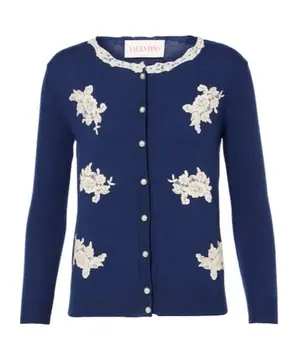 Valentino Garavani Lace-trimmed Virgin Wool Cardigan