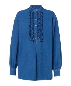 Valentino Garavani Ruffled Denim Shirt