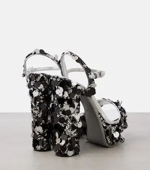 Dolce & Gabbana Sequined Faux Leather Platform Sandals