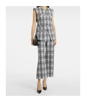 Veronica Beard Dova Plaid Cotton-blend Wide-leg Pants