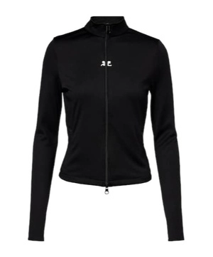 COURREGES Long-sleeved Zip-up Sweatshirt - Black
