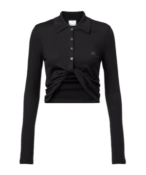 COURREGES Long-sleeved Polo Shirt - Black