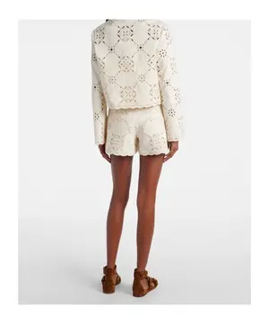 Veronica Beard Adelaide Laser-cut Cropped Cotton Jacket