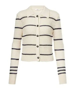 FRAME Striped Open-knit Cardigan