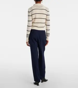 FRAME Striped Open-knit Cardigan
