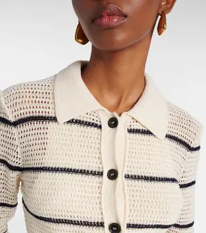 FRAME Striped Open-knit Cardigan