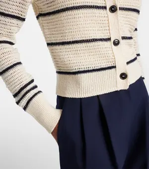 FRAME Striped Open-knit Cardigan