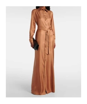 TOM FORD Belted Silk Twill Shirt Dress