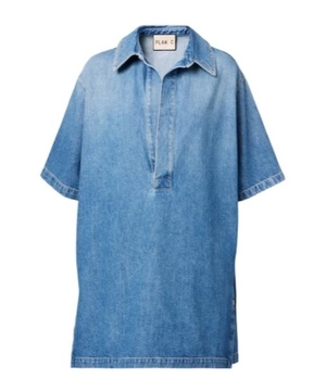 Plan C Oversized Denim Shirt - Blue