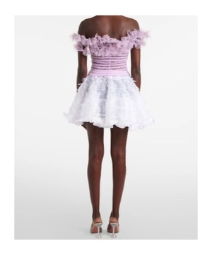 SUSAN FANG Shirred Off-shoulder Tulle Top