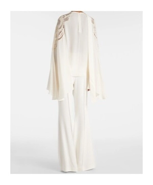 Elie Saab Lace-trimmed Tie-neck Georgette Blouse