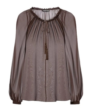 TOM FORD Sheer Silk Georgette Blouse - Gray