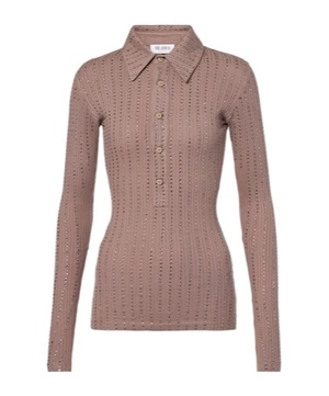 Attico Embellished Cotton Polo Sweater