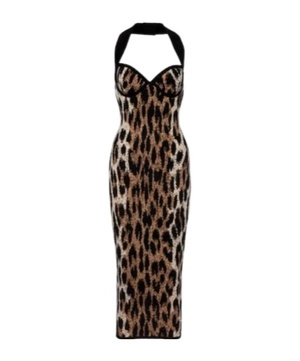 Balmain Animal-printed Halterneck Maxi Dress