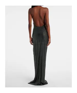 Balmain Rhinestone-embellished Velvet Maxi Dress