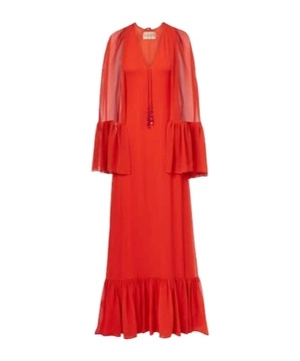 Valentino Garavani Caped Silk Georgette Maxi Dress
