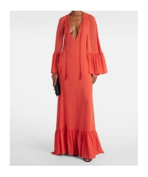 Valentino Garavani Caped Silk Georgette Maxi Dress