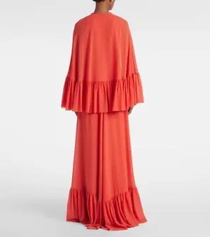 Valentino Garavani Caped Silk Georgette Maxi Dress