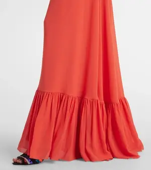 Valentino Garavani Caped Silk Georgette Maxi Dress