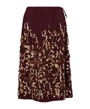 Dries Van Noten Sequined Silk Midi Skirt