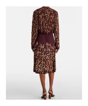 Dries Van Noten Sequined Silk Midi Skirt