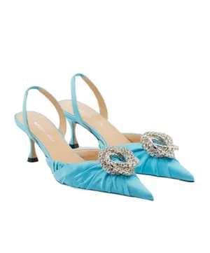 MACHMACH Galaxy 65 Satin Slingback Pumps - Blue