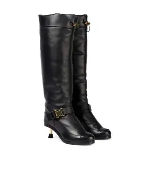 Sacai Leather Knee-high Boots - Black