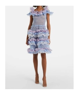 SUSAN FANG Ruffled Tulle Midi Dress
