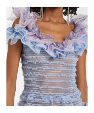 SUSAN FANG Ruffled Tulle Midi Dress