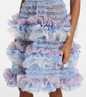 SUSAN FANG Ruffled Tulle Midi Dress