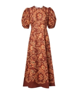 ALEMAIS Seraphina Printed Linen Midi Dress