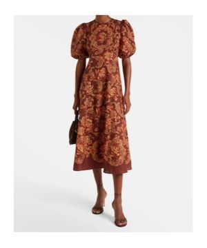 ALEMAIS Seraphina Printed Linen Midi Dress