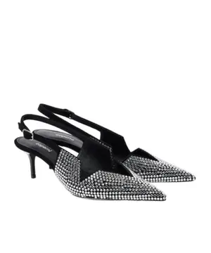 Coperni Crystal Leather High Heels - Black