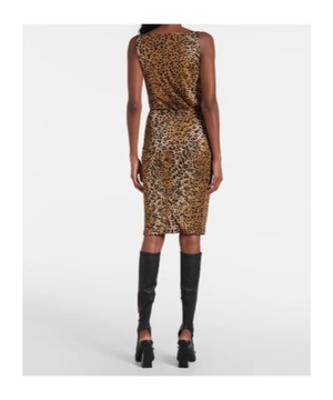 Versace Safety Pin Gathered Leopard-print Pencil Skirt