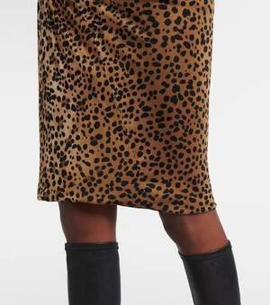 Versace Safety Pin Gathered Leopard-print Pencil Skirt