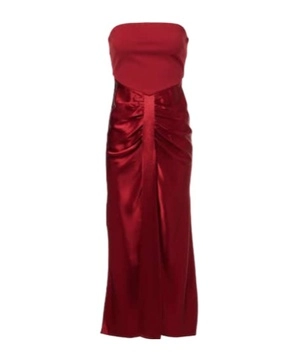 Staud Wayfaring Ruched Ponte And Satin Gown