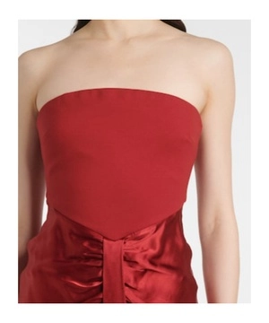 Staud Wayfaring Ruched Ponte And Satin Gown