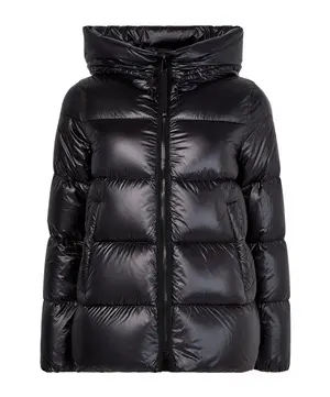 Moncler Cropped Hooded Down Jacket - Black