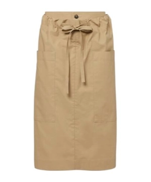 TOD'S Tie-detail Coated Cotton Midi Skirt - Nude