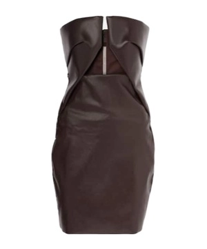 Rick Owens Prong Cutout Coated Denim Bustier Dress