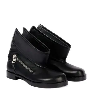 J.W.ANDERSON Solid Color Leather Biker Boots - Black