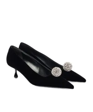JIMMY CHOO Velvet Pointed-toe Mid-heel Pumps
