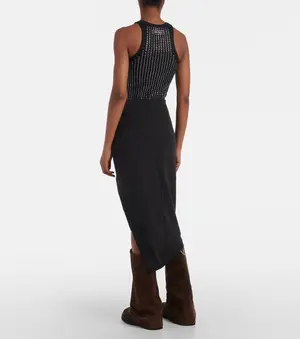 Attico Logo Asymmetric Cotton Jersey Midi Skirt