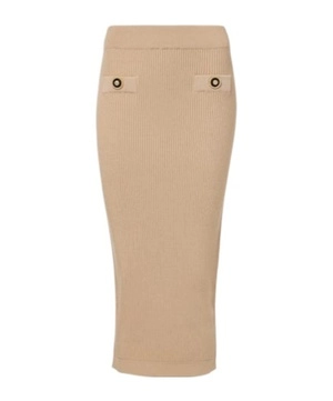 Balmain Ribbed-knit Pencil Skirt - Nude