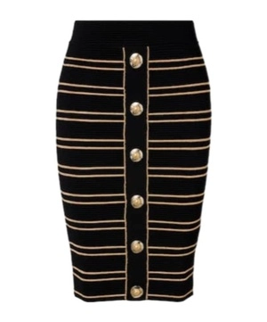 Balmain Ribbed-knit Striped Miniskirt