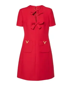 Valentino Garavani Crepe Couture Bow-detail Minidress - Red