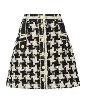 Valentino Garavani Houndstooth Button-down A-line Skirt