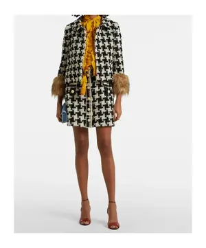 Valentino Garavani Houndstooth Button-down A-line Skirt