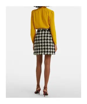 Valentino Garavani Houndstooth Button-down A-line Skirt