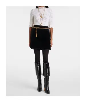 Chloé Scalloped Cotton Velvet Miniskirt